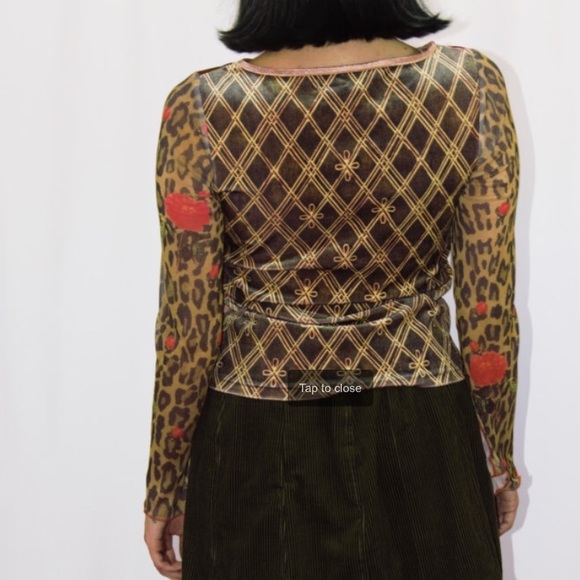 Tops | 9s Queen Africa Cheetah Sheer Velvet Beaded Top | Poshmark